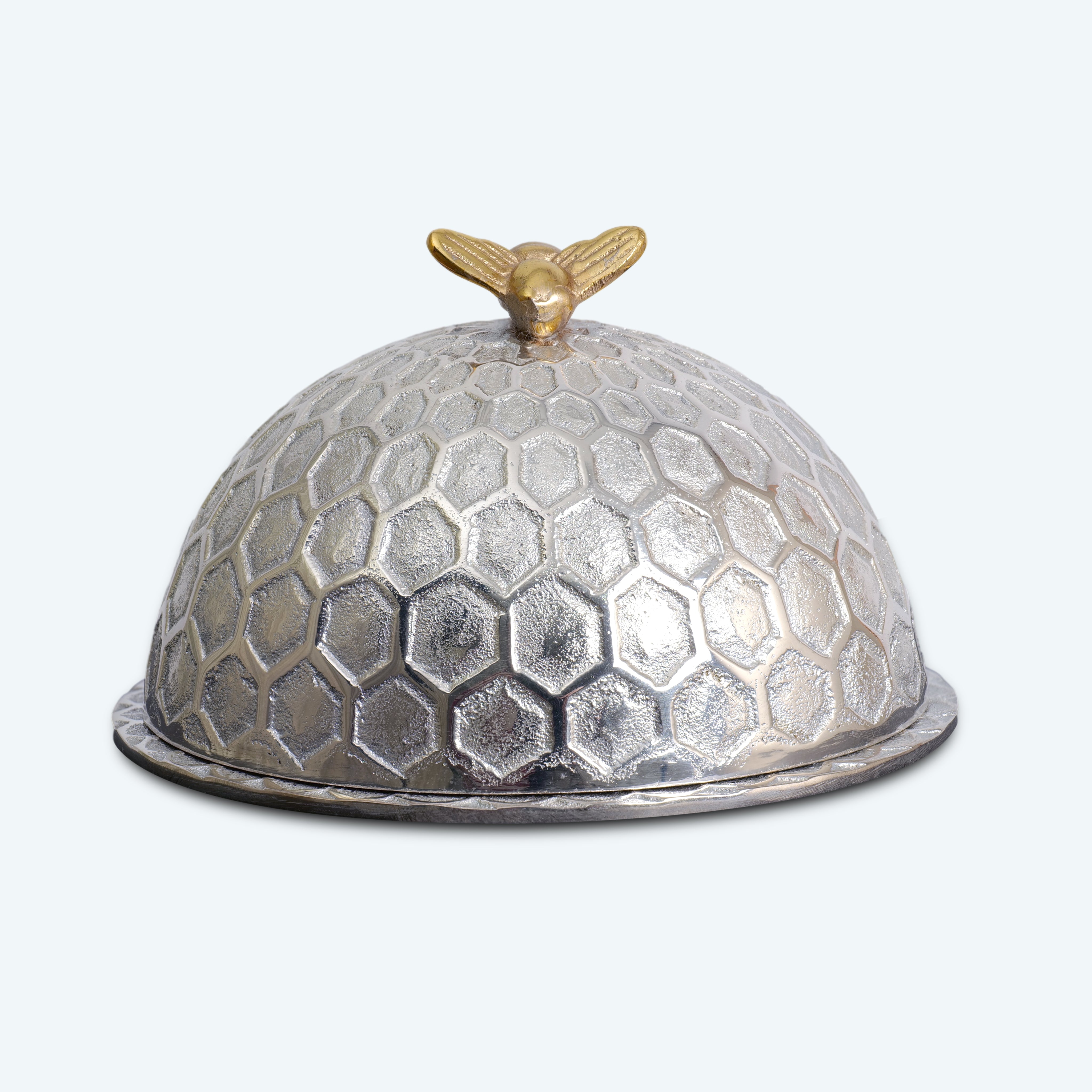 Large Butter Dish Bee Honeycomb With Glass Insert