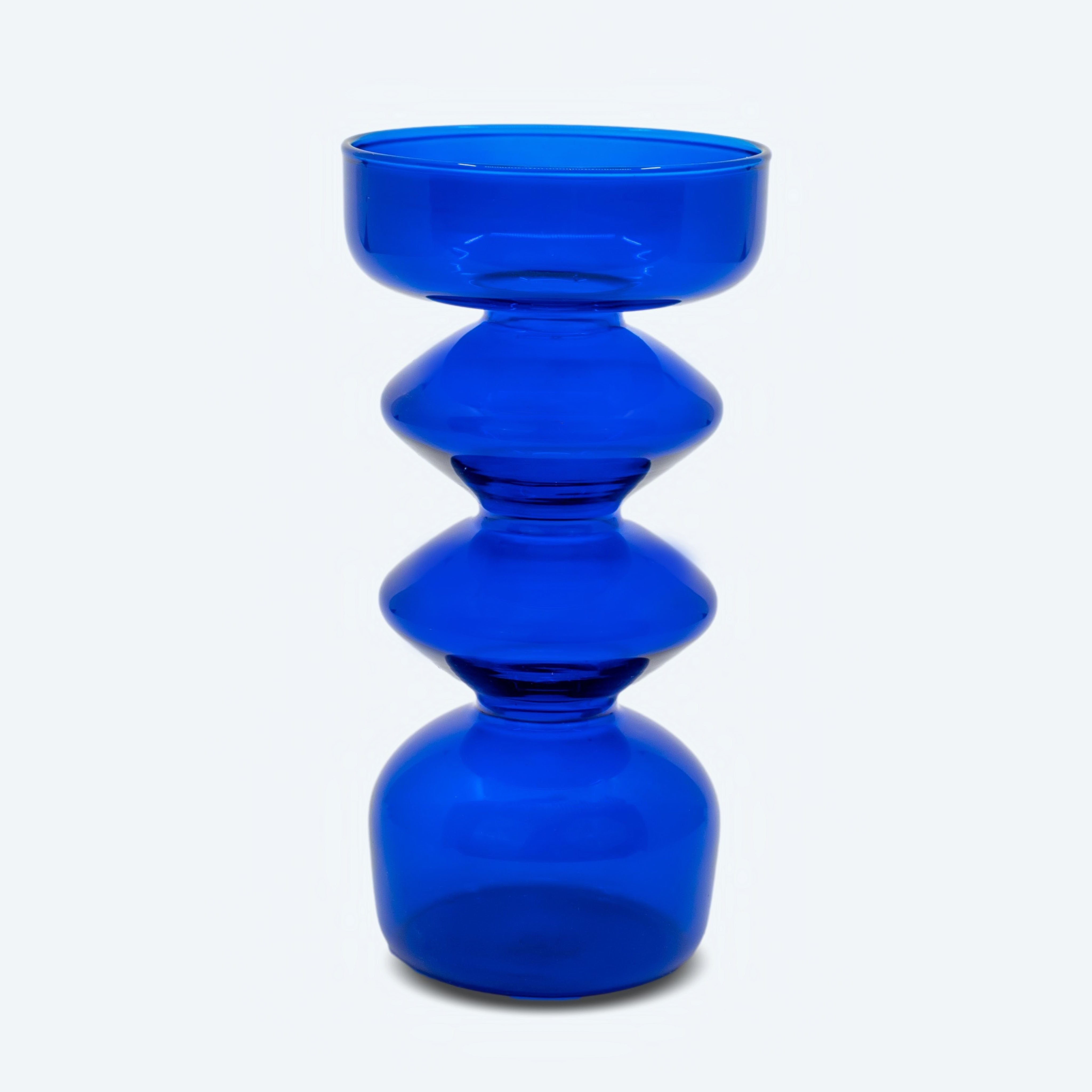 Blue Hourglass-Shaped Candle Holder/Vase