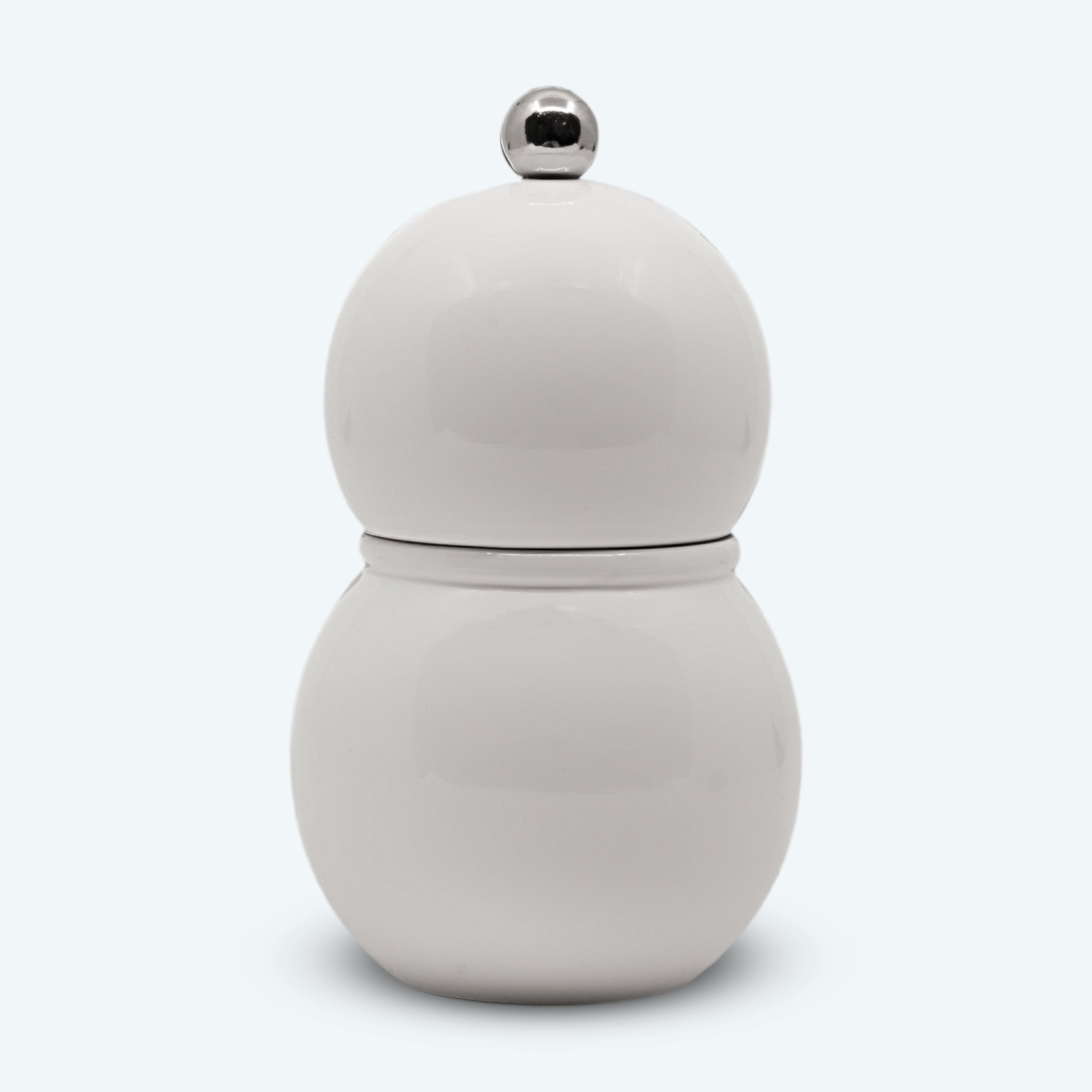 White Chubby Bobbin Salt or Pepper Mill 12cm