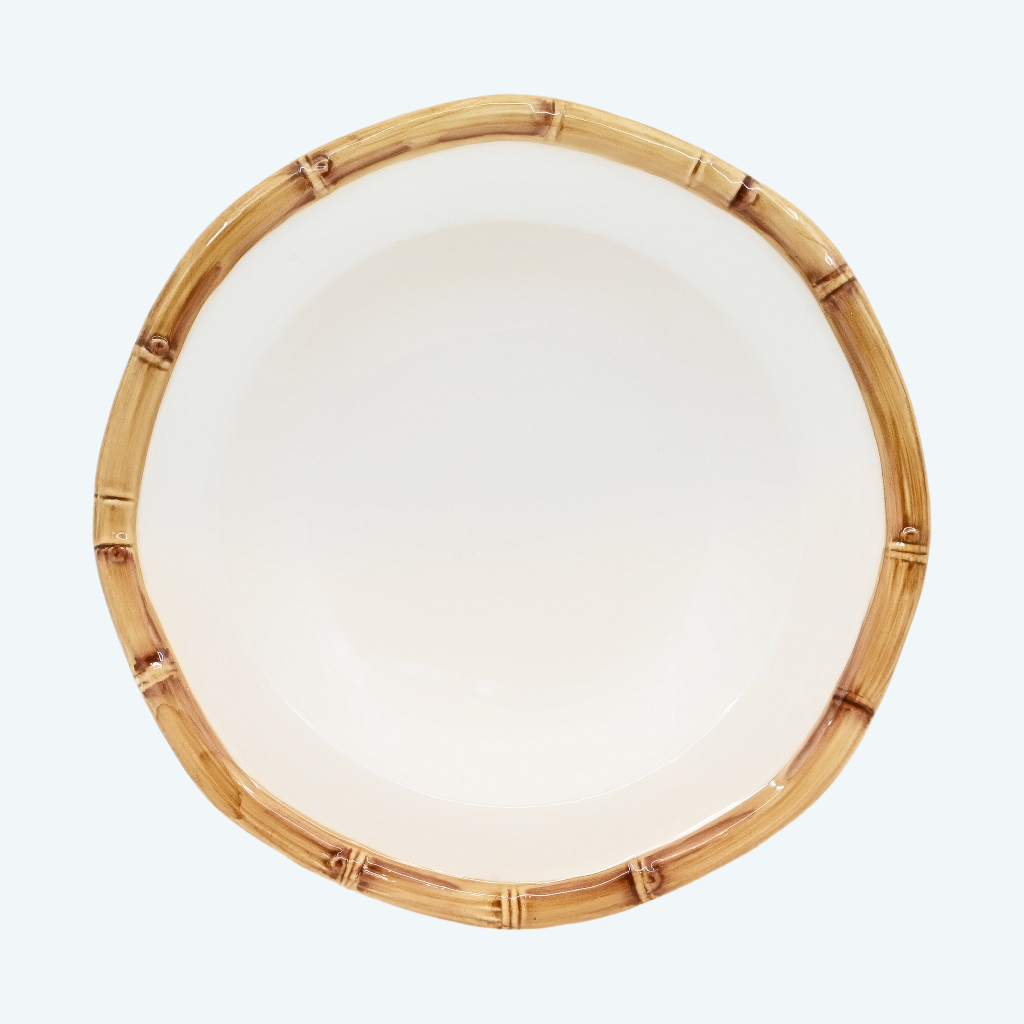 Ceramic Hand-painted Bamboo Pasta Plate Brown