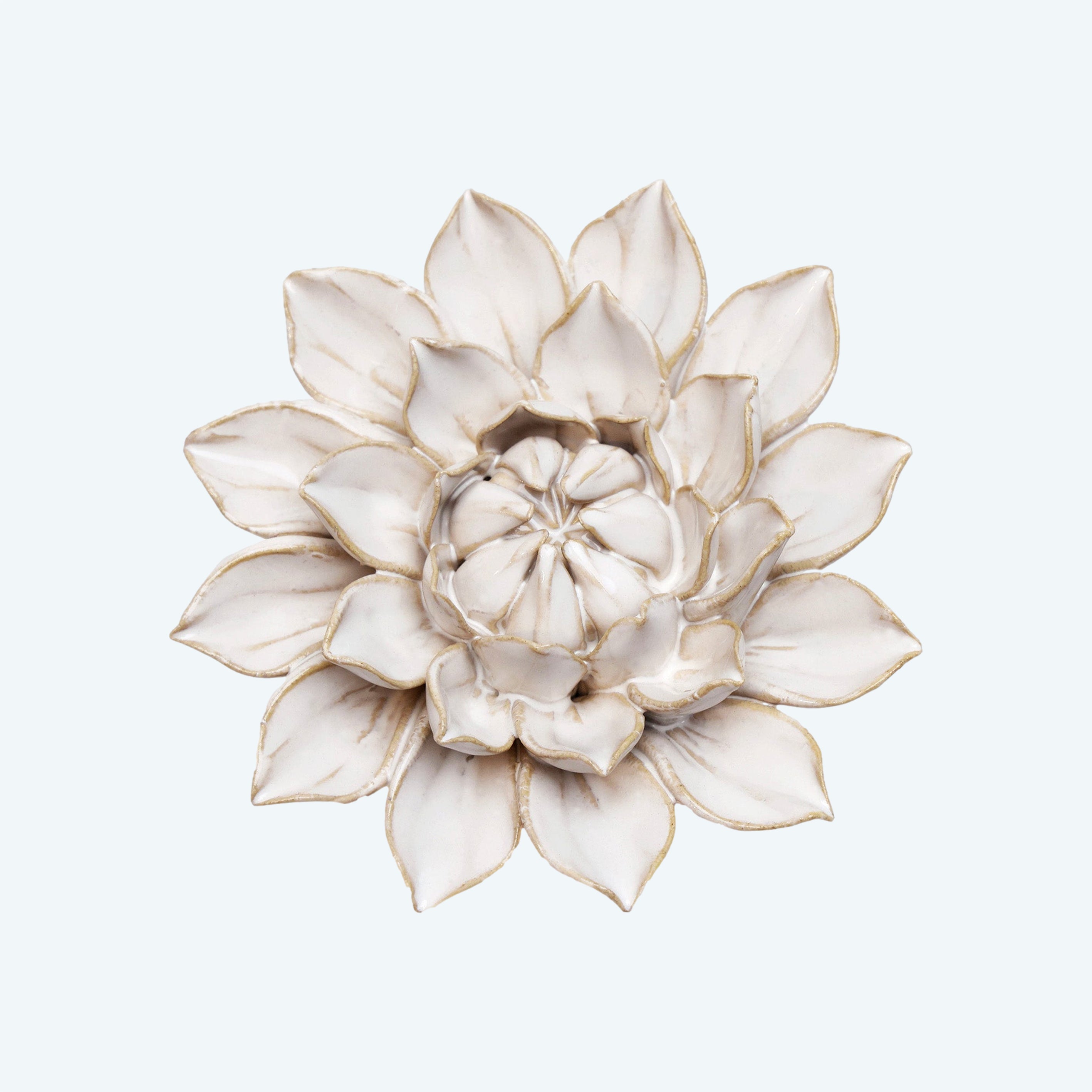Coastal Ceramic Flower With Keyhole For Wall Hanging Ivory Dahlia