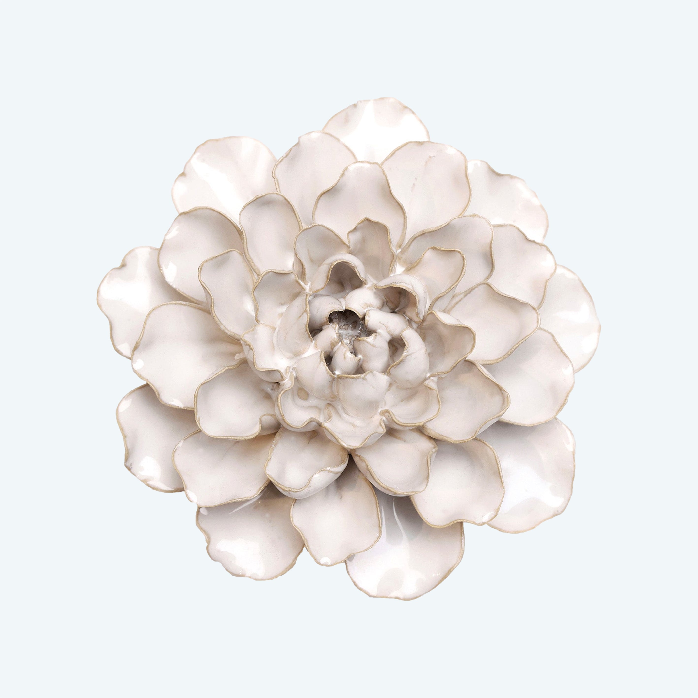 Coastal Ceramic Flower With Keyhole For Wall Hanging Ivory Large