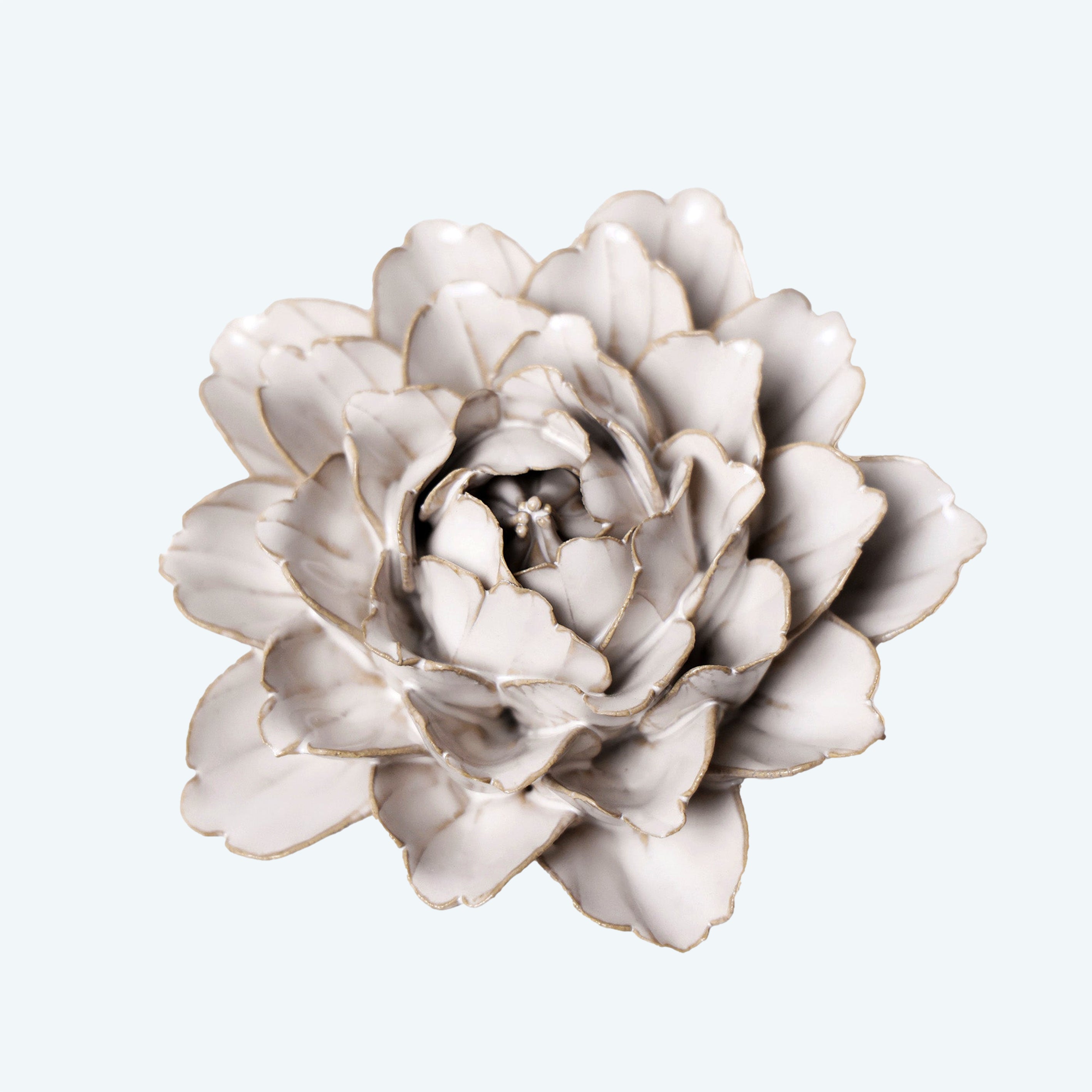 Coastal Ceramic Flower With Keyhole For Wall Hanging Ivory Zinnia