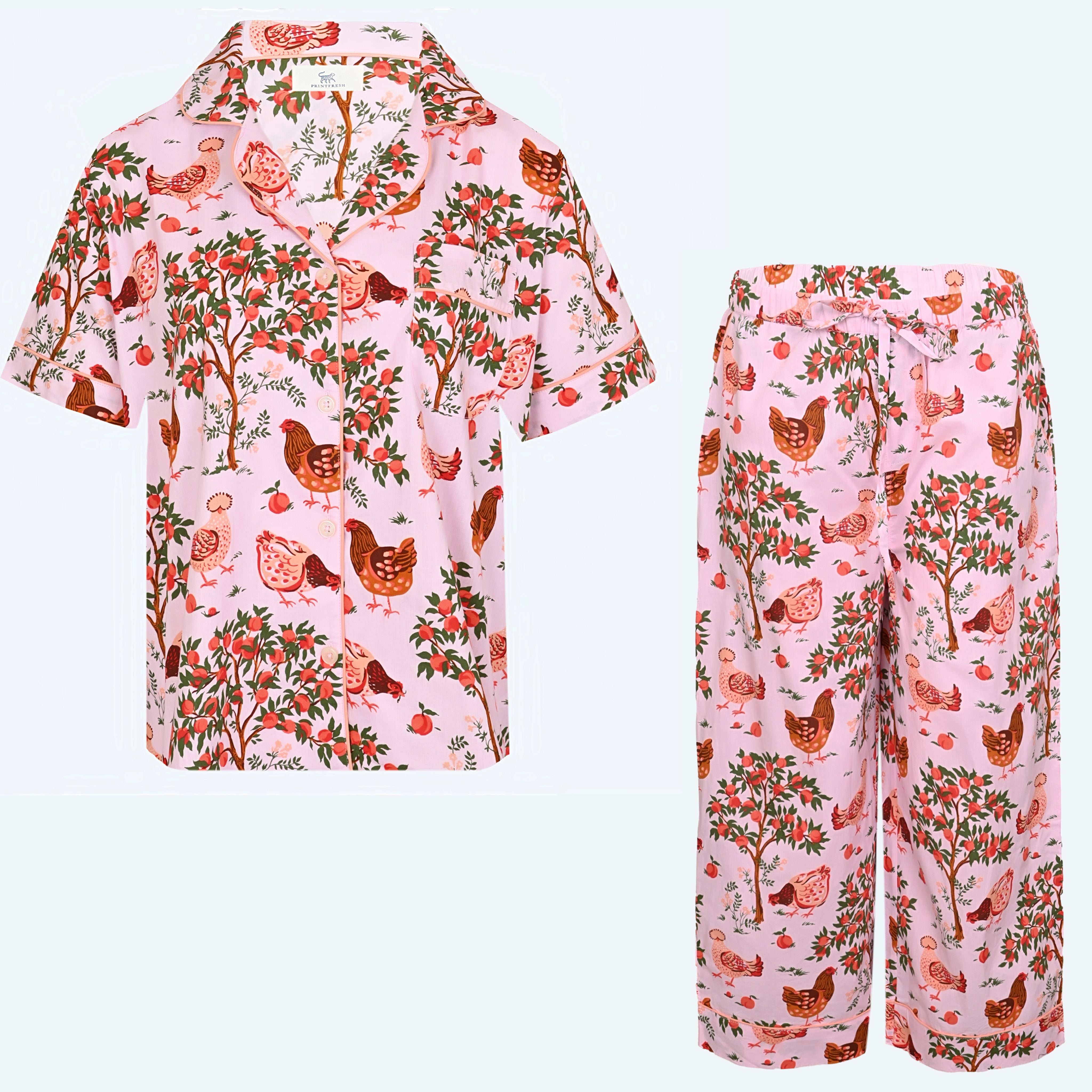 Hen House Short Sleeve Cropped Pants Set Ballet Pink