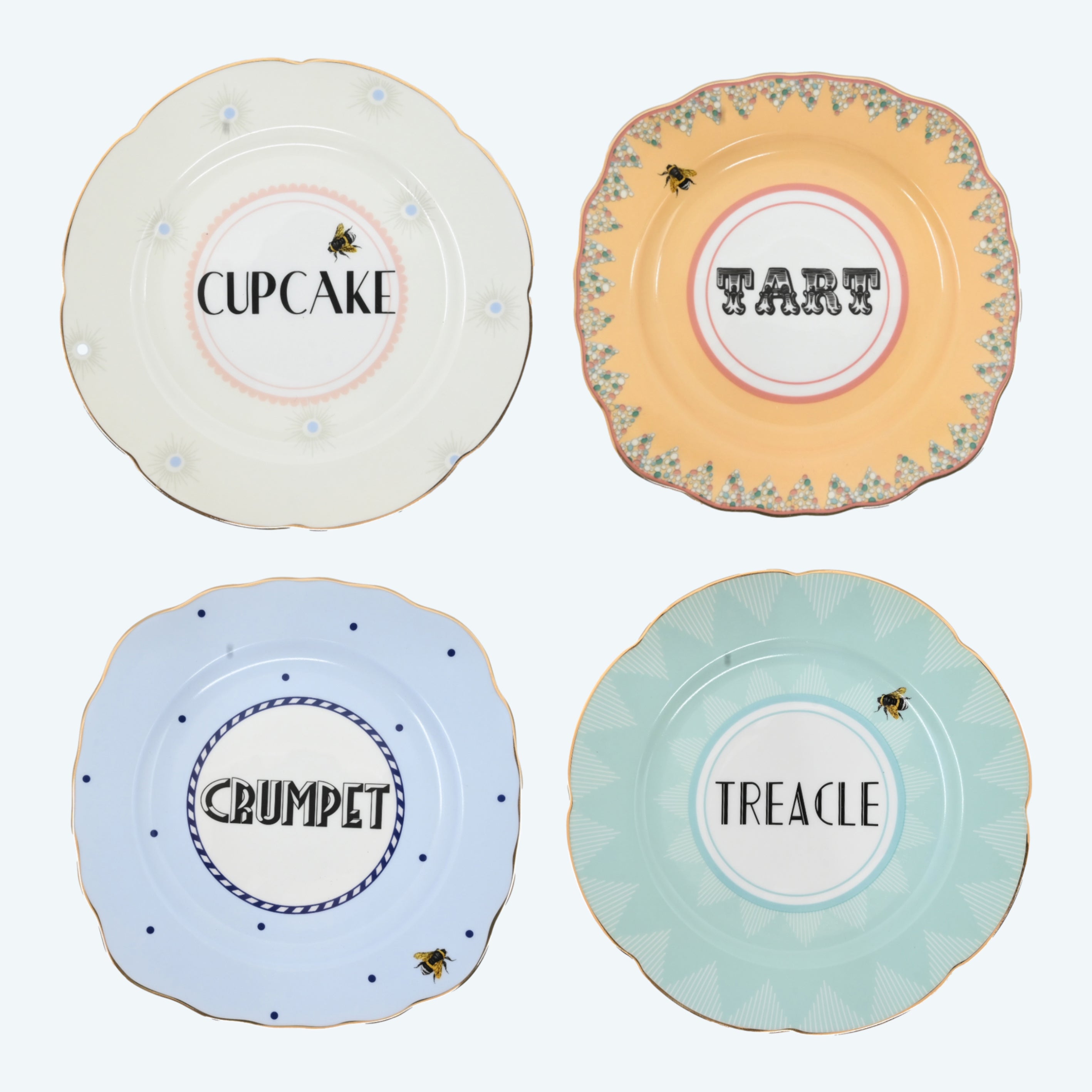 Set Of 4 Cheeky Tea Plates