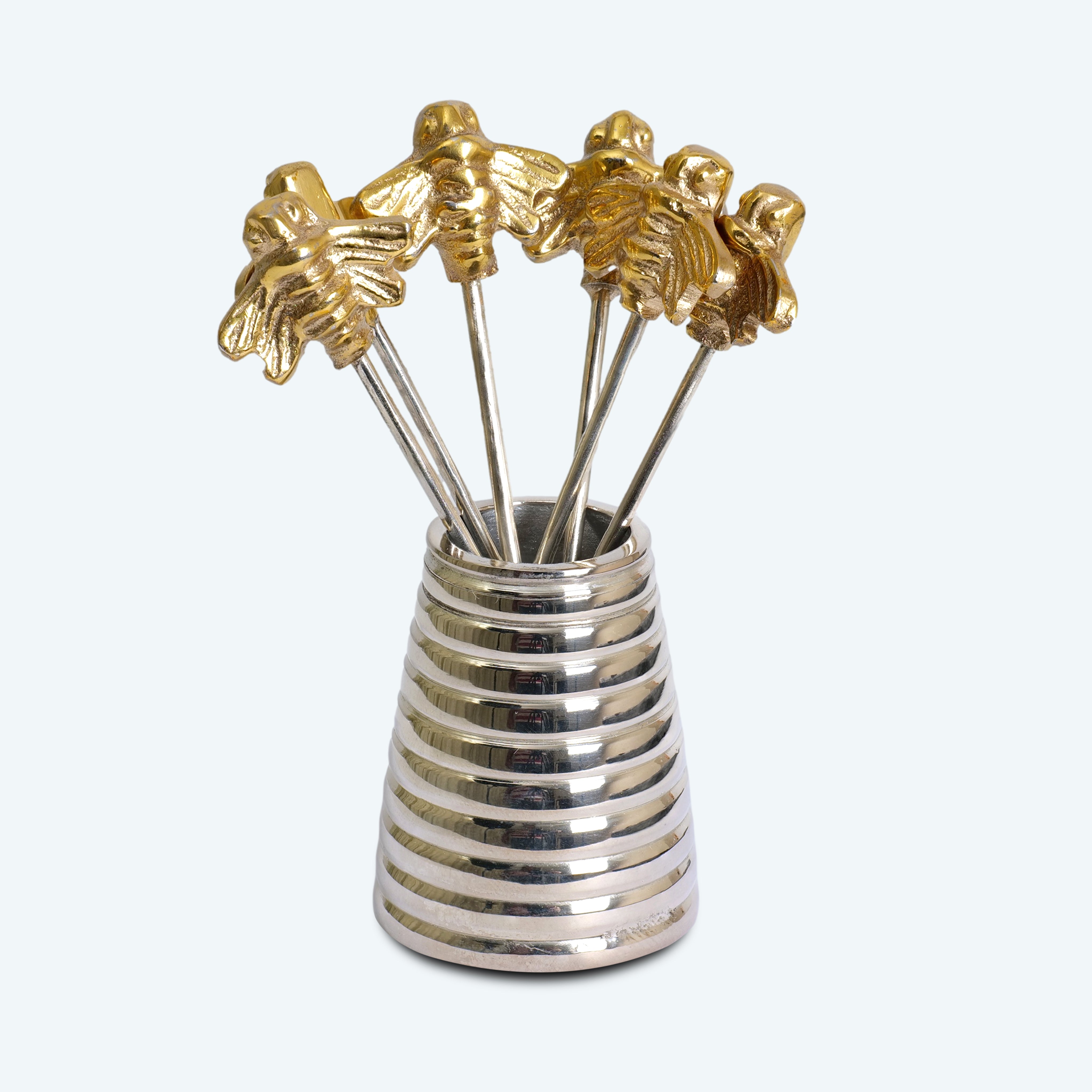 Queen Bee Set of Six Olive Picks And Holder