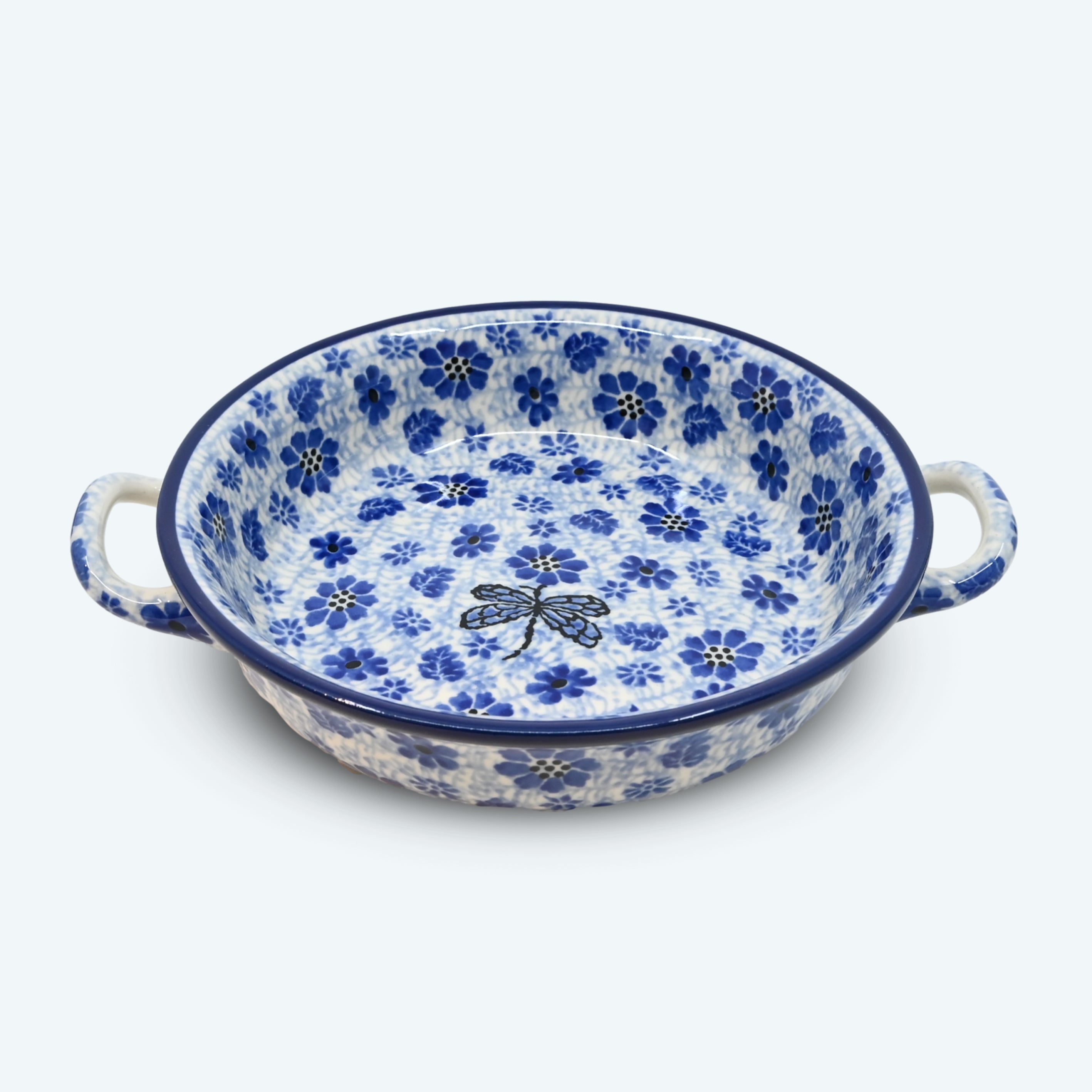 Small Round Oven Dish Misty Dragonfly
