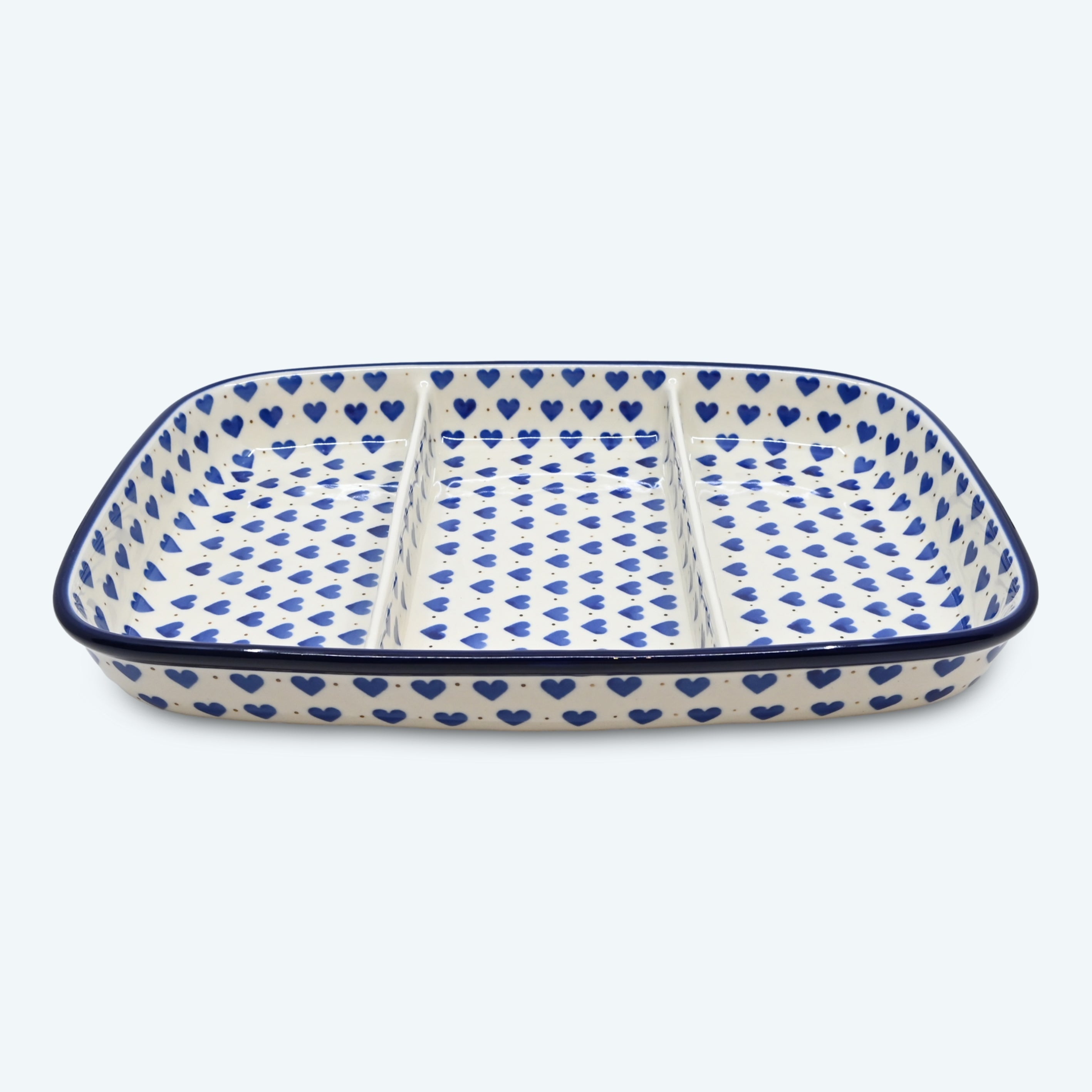 Three Section Divided Dish Hearts Delight