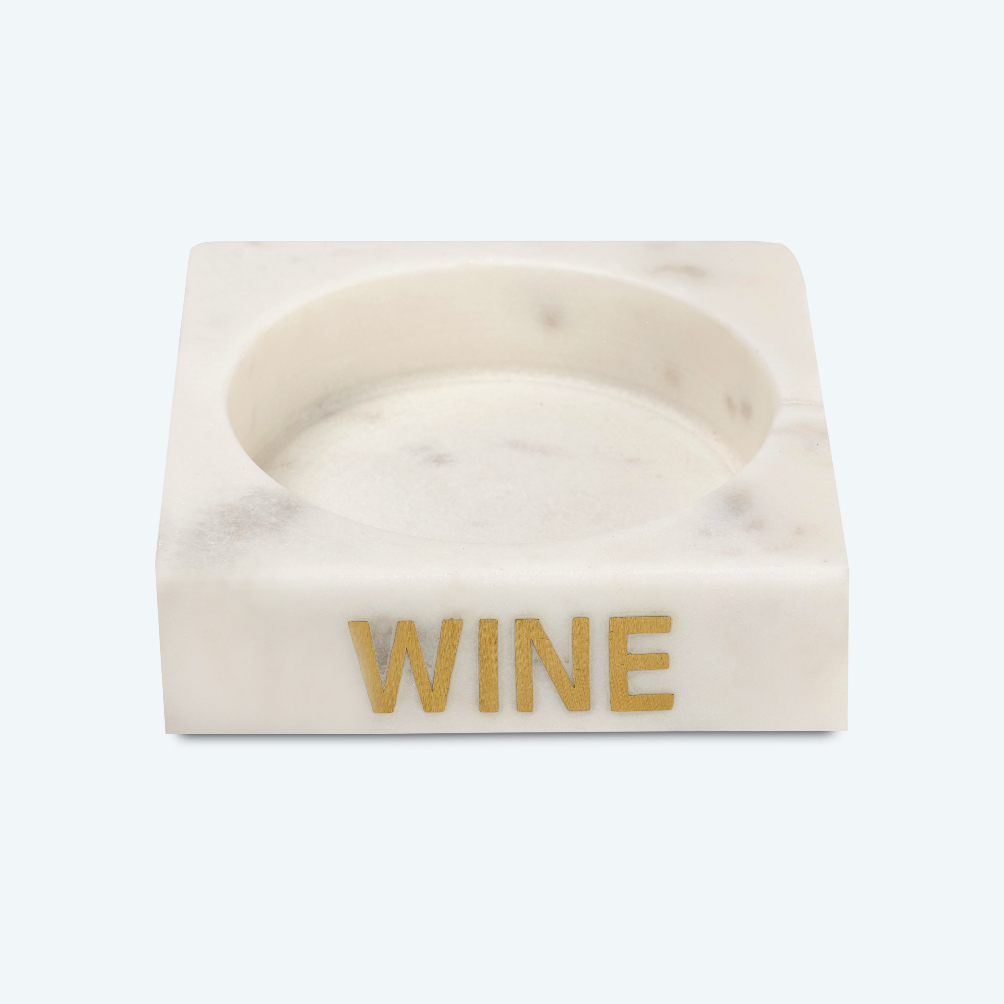 Brass-Inlaid Marble Wine Bottle Holder
